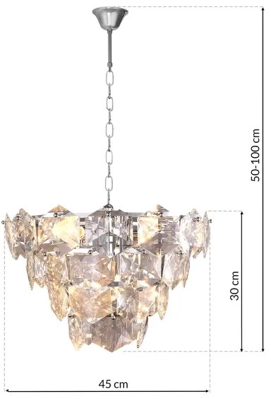 Křišťálový lustr na řetězu DIANA 6xE14/40W/230V matný chrom