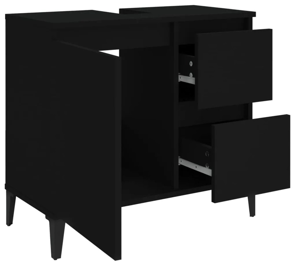 Koupelnová skříňka černá 65 x 33 x 60 cm kompozitní dřevo - Default Title