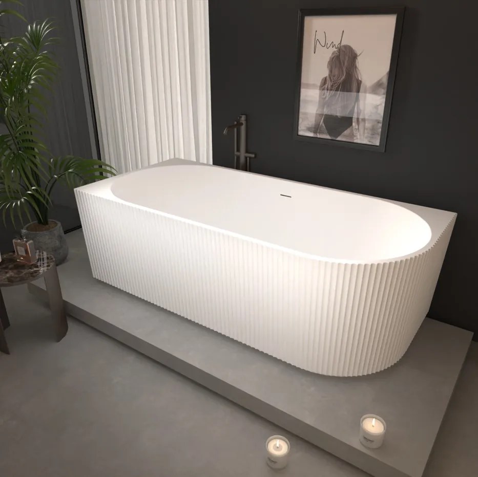 Erga Marina, rohová volně stojící vana 150x75 cm + odtoková zátka, levá, bílá lesklá, ERG-MARINA-150075L-WH-WH