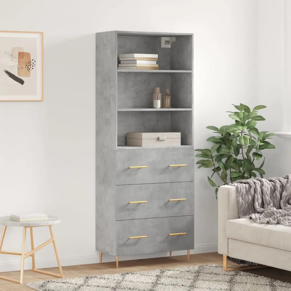 Skříň highboard betonově šedá 69,5x34x180 cm kompozitní dřevo 3189369