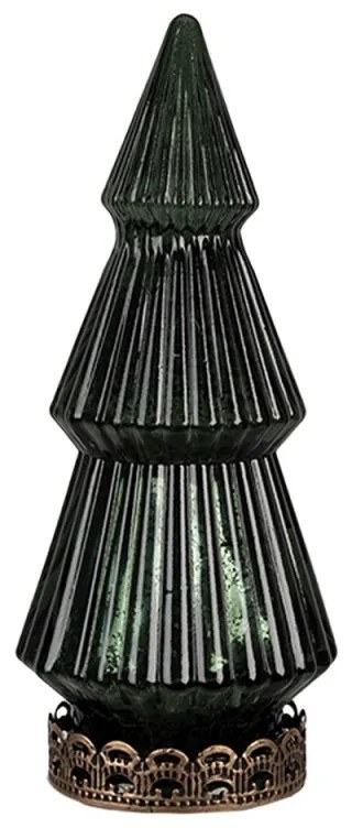 Zelený skleněný dekorační svítící stromek LED Tree - Ø 7*16 cm