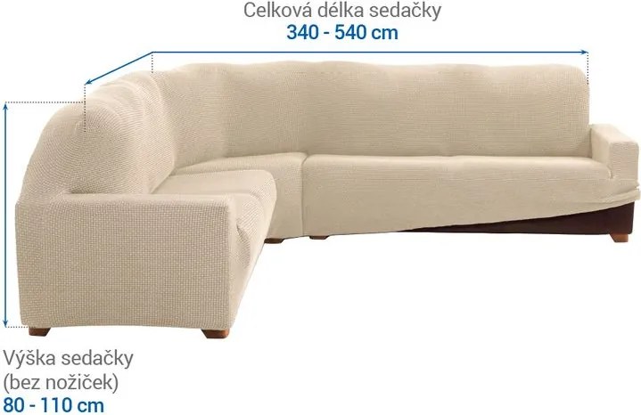Super strečové potahy NIAGARA smetanová rohová sedačka (š. 340 - 540 cm)