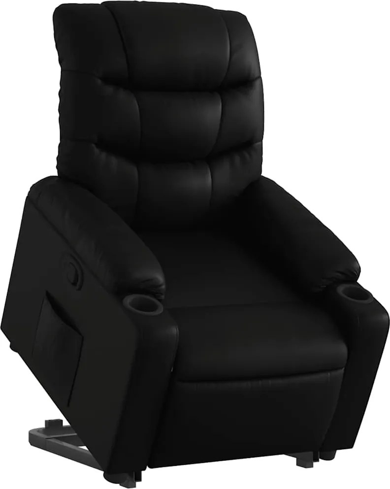 Zvedací polohovací křeslo černé umělá kůže 3206599