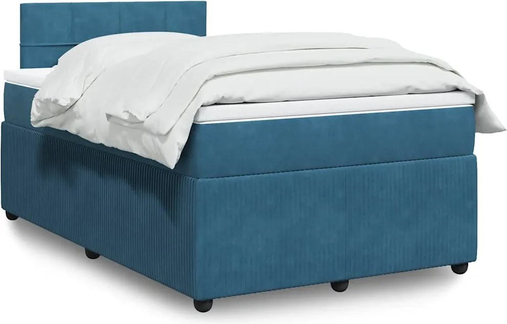 Box spring postel s matrací modrá 120 x 190 cm samet 3289990