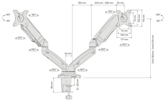 CONNECT IT CMF-3207-BK - Univerzální držák na 2 monitory 13-27” černá