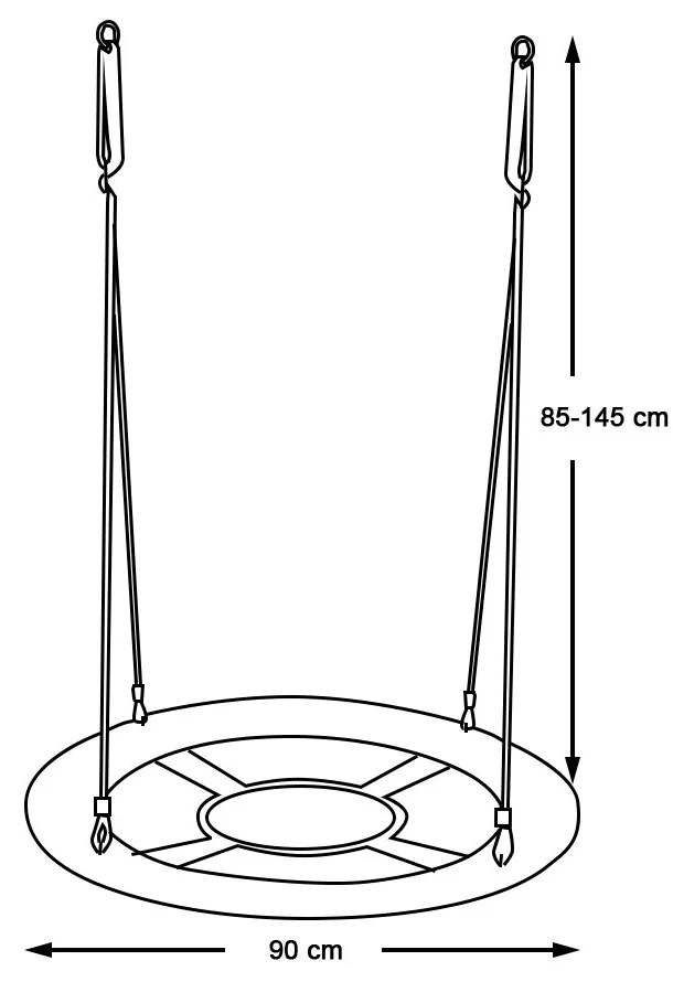 Závěsná houpačka ve tvaru kruhu, 90 cm - modrá, bez stanu