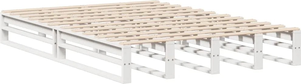 Postel s knihovnou bez matrace bílá 160 x 200 cm masivní dřevo 3323882
