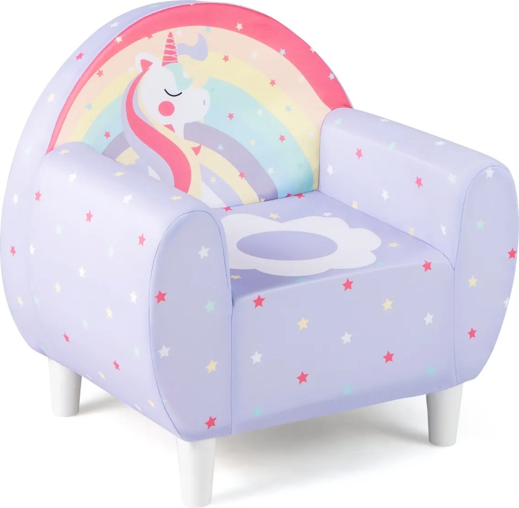 Costway Dětská pohovka s opěradlem a područkou Polstrované dětské křeslo Unicorn