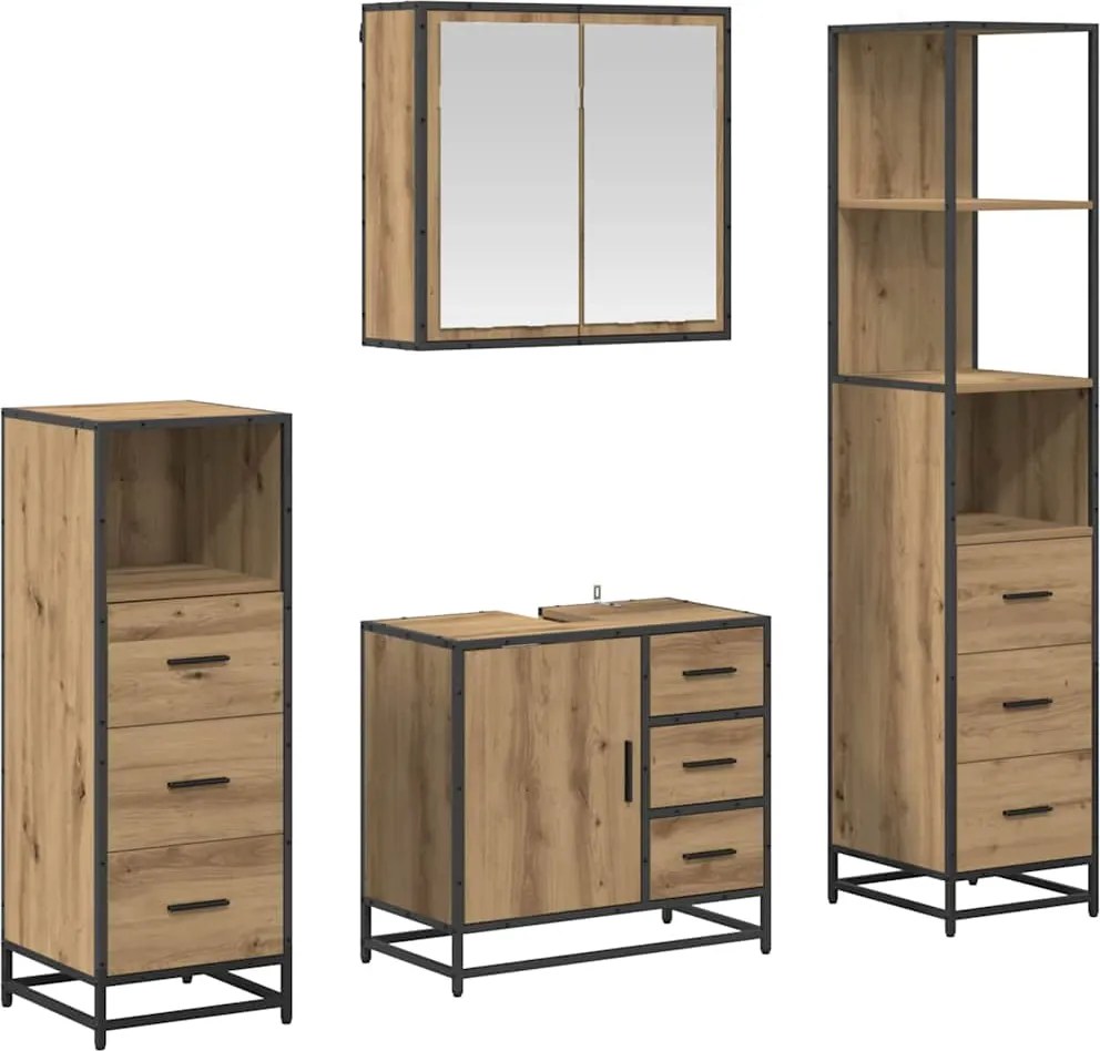 Sada koupelnového nábytku 4 ks Artisanový dub Kompozitní dřevo 3402330