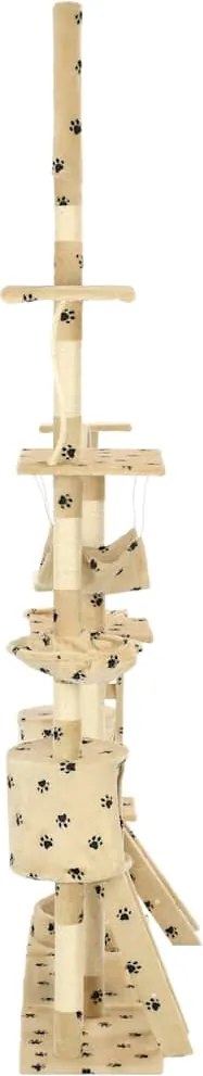 Škrabadlo pro kočky sisalové sloupky 230-250 cm béžové, tlapky 170620