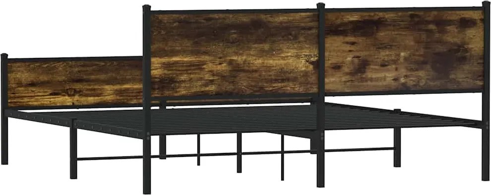 Kovový rám postele bez matrace kouřový dub 180 x 200 cm 3301387