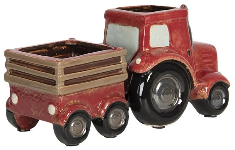 Keramický květináč v designu traktoru – 29x12x13 cm