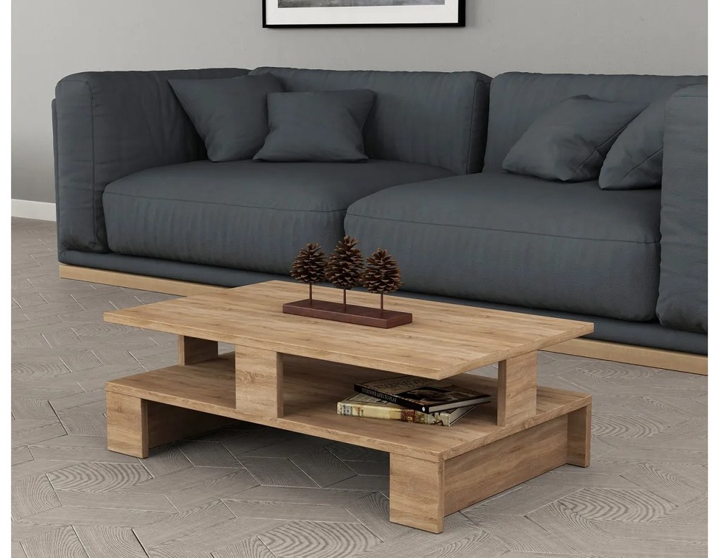 Designový konferenční stolek Achilles 80 cm vzor dub