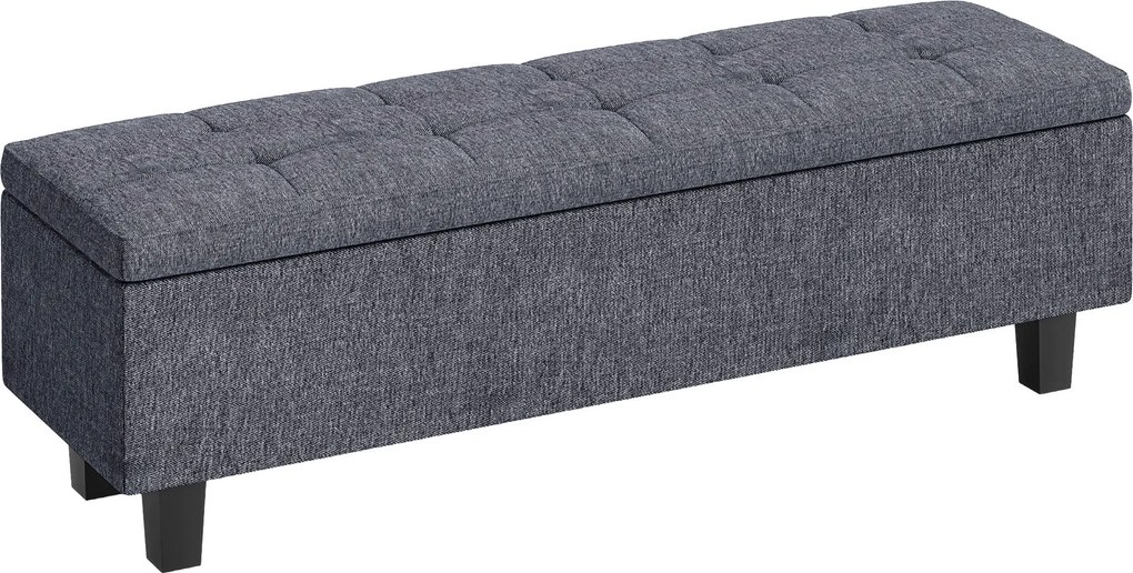 HOMCOM Úložná lavice, polstrovaná lavice s vzhledem lnu, dřevěné nohy, moderní lavice na konci postele pro chodbu, ložnici, obývací pokoj, 138 x 40 x