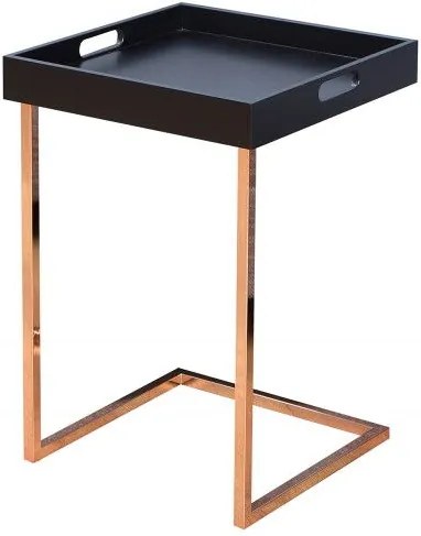 Deflee odkládací stolek CIANO BLACK 40-S snímatelný podnos OS38057MDF lakované, kovová základna  40 cm x 58 cm x 40 cm