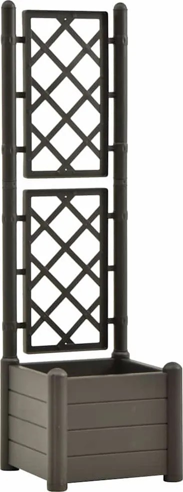 Zahradní truhlík s treláží 43 x 43 x 142 cm PP antracitový 313981