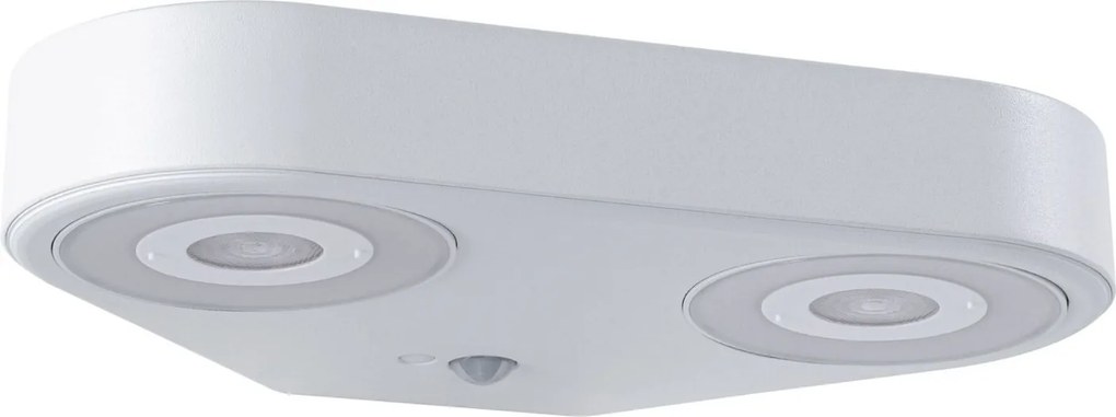P 94868 LED venkovní nástěnné svítidlo Silma pohybové čidlo dva světelné zdroje IP44 280x176mm 3000K 2x5,5 / 2x0,7W 230V bílá hliník - PAULMANN