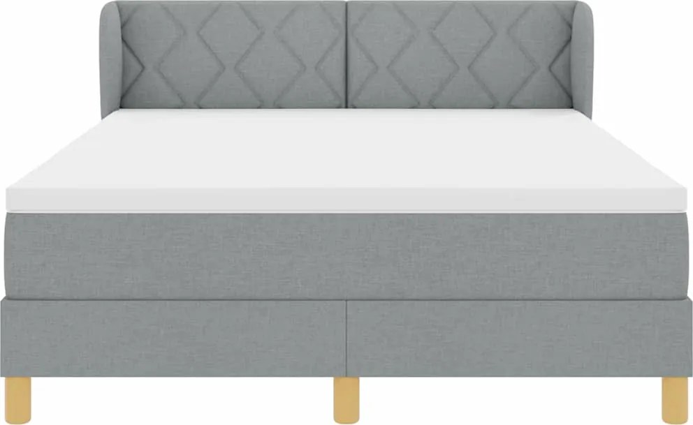 Postel s boxspringem s čelo Světle šedá 160 x 200 cm textil 3340283