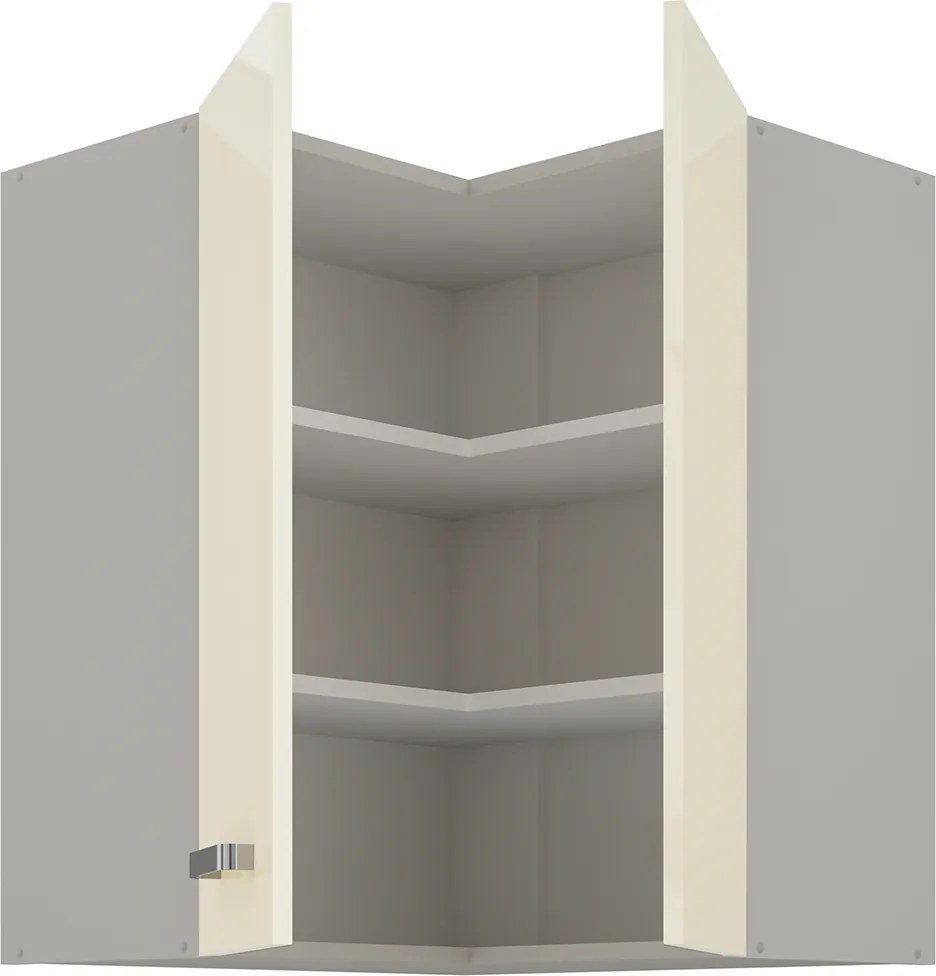 KARMEN | horní kuchyňská skříňka 60x60 GN-72 2F (90°) rohová s policemi | 60x60 cm | světle šedá/krémová lesk