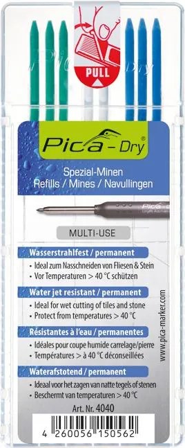 Pica Marker Pica | Tuhy voděodolné pro obkladače na mokré řezání vodě odolné: 4041 - modrá(10xks)