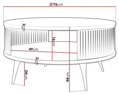 Konferenční stolek ROENNI 44x75 cm černá/bílá