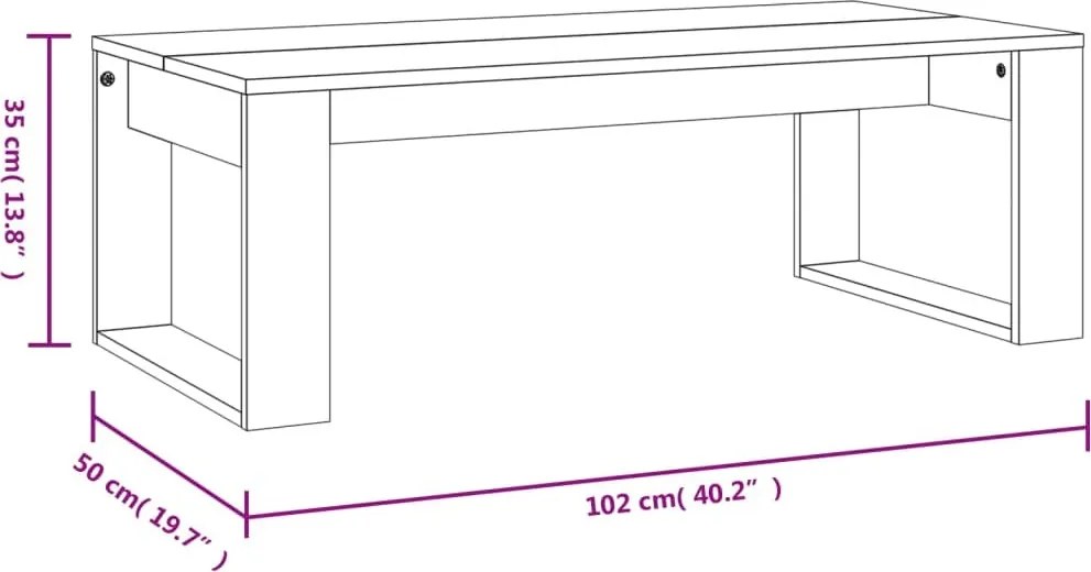 vidaXL Konferenční stolek 102 x 35 x 50 cm kompozitní dřevo [823364] Barva: bílá s vysokým leskem