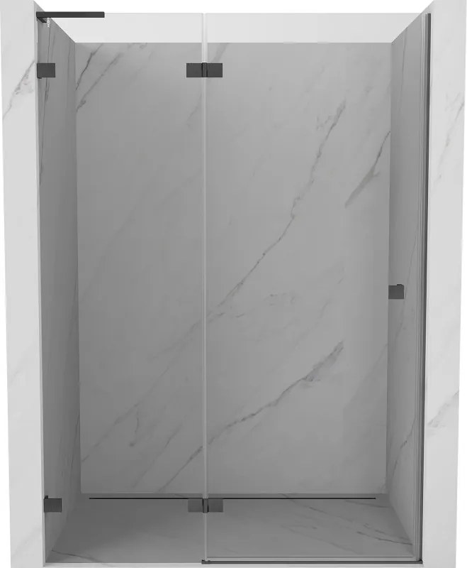 Mexen, Mexen Lunar L Otočné levé sprchové dveře 135 cm, průhledné, pistolově šedé kartáčované - 834L-135-000-66-00-L