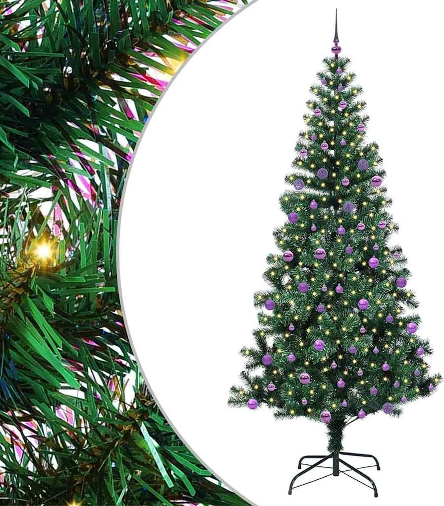 Umělý osvětlený vánoční stromeček Zelená 240 cm PVC a kov 3396794