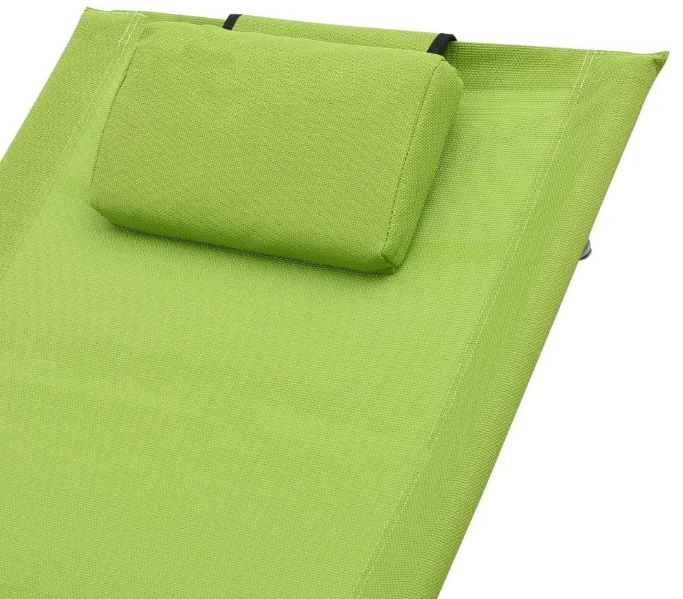 Zahradní lehátko s polštářkem zelené textilen - Default Title