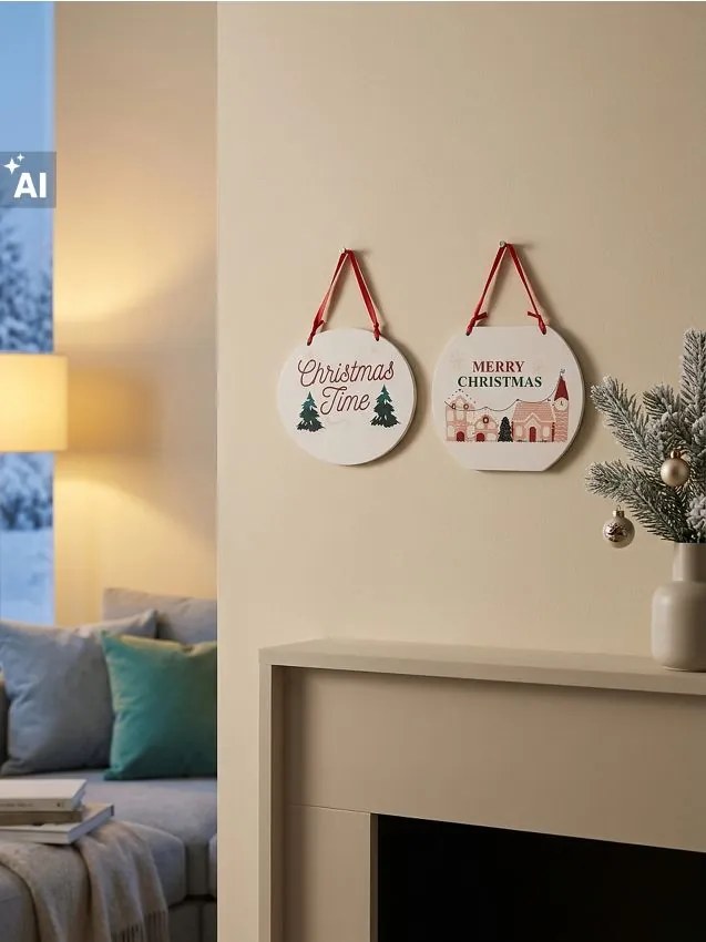Sinsay - Sada vánočních dekorativních závěsů s nápisy 2 pack - vícebarevná