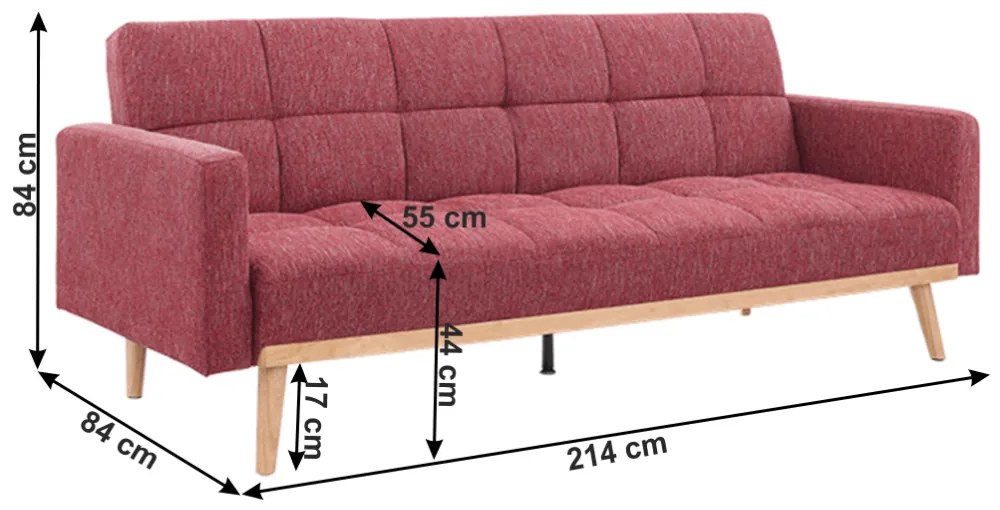 Rozkládací pohovka MAVERA — látka, bordó Kondela