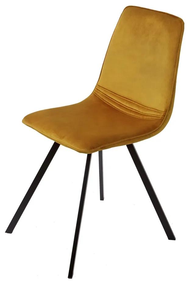 Designová židle  Holland Retro hořčicově-žlutý samet
