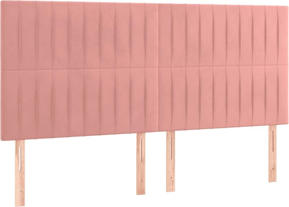 Box spring postel s matrací a LED růžová 160x200 cm samet 3136256
