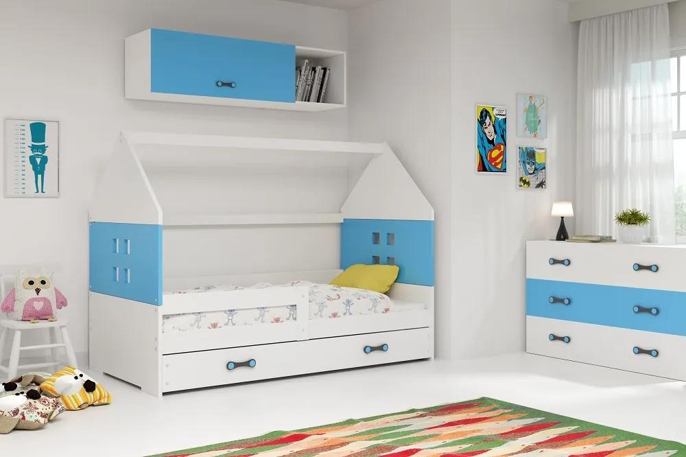 Dětská postel domeček Lea modrá/bílá