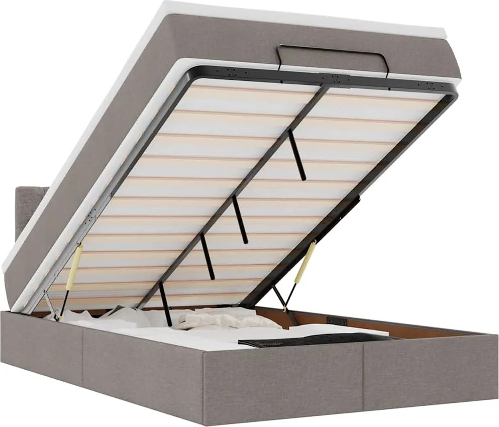 Osmanská postel s matrací & LED taupe 120x190cm látka 3312378