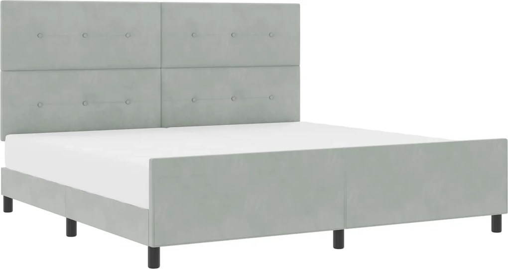 Postel s boxspringem s čelo Světle šedá 200 x 200 cm samet 3344963