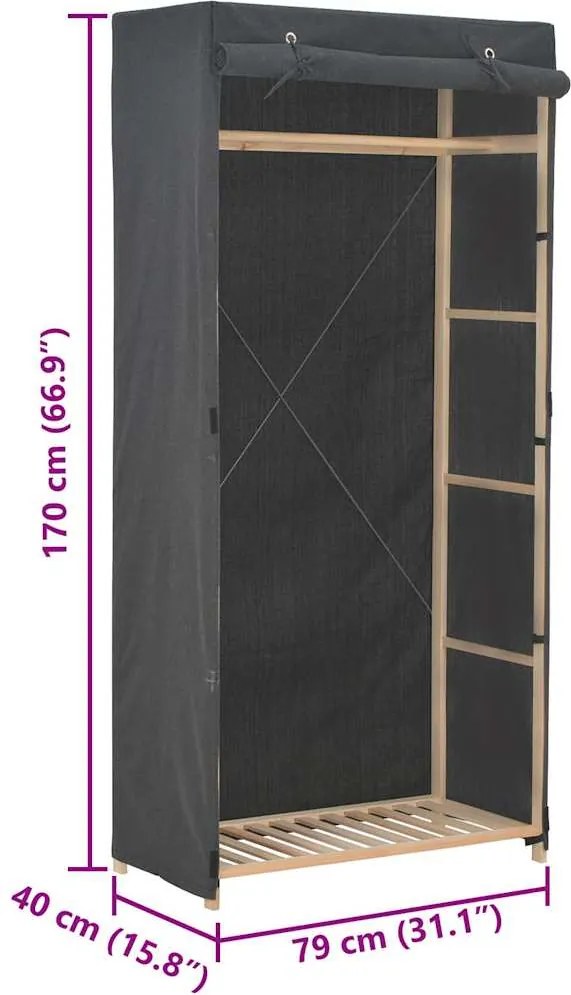 Šatní skříň šedá 79 x 40 x 170 cm textil 248193