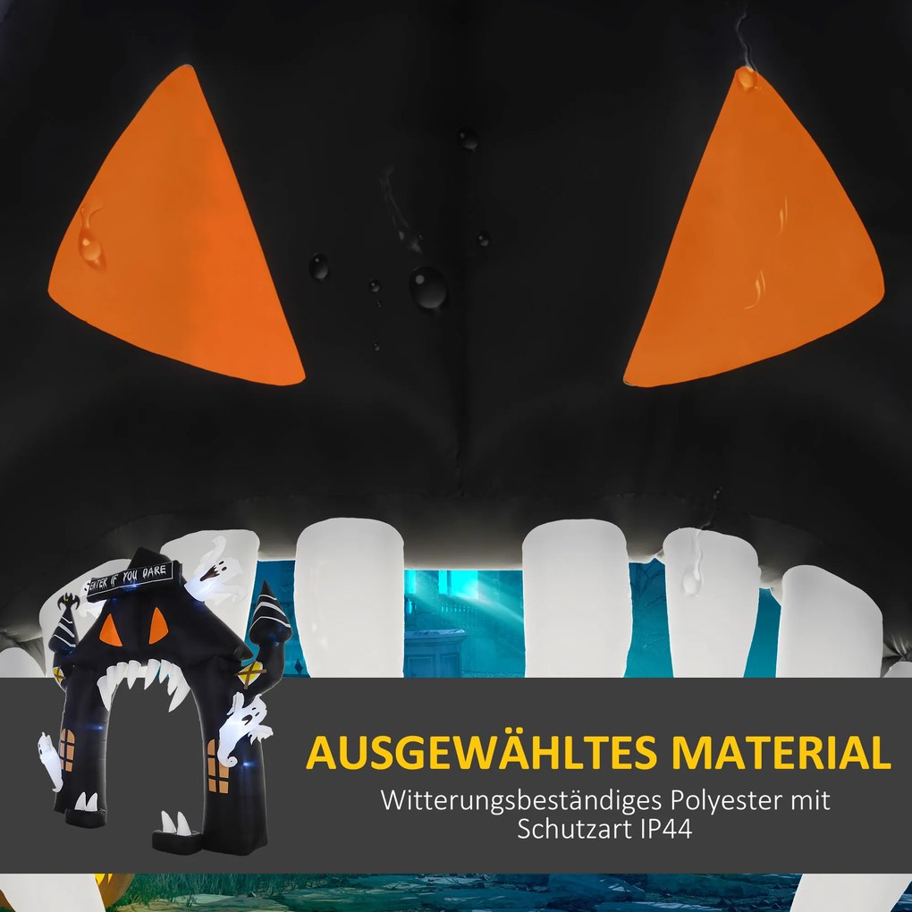 Outsunny Halloween nafukovací oblouk, Halloween dekorace, 300 cm velká Halloween dekorace s LED osvětlením, párty dekorace pro vnitřní a venkovní pro…