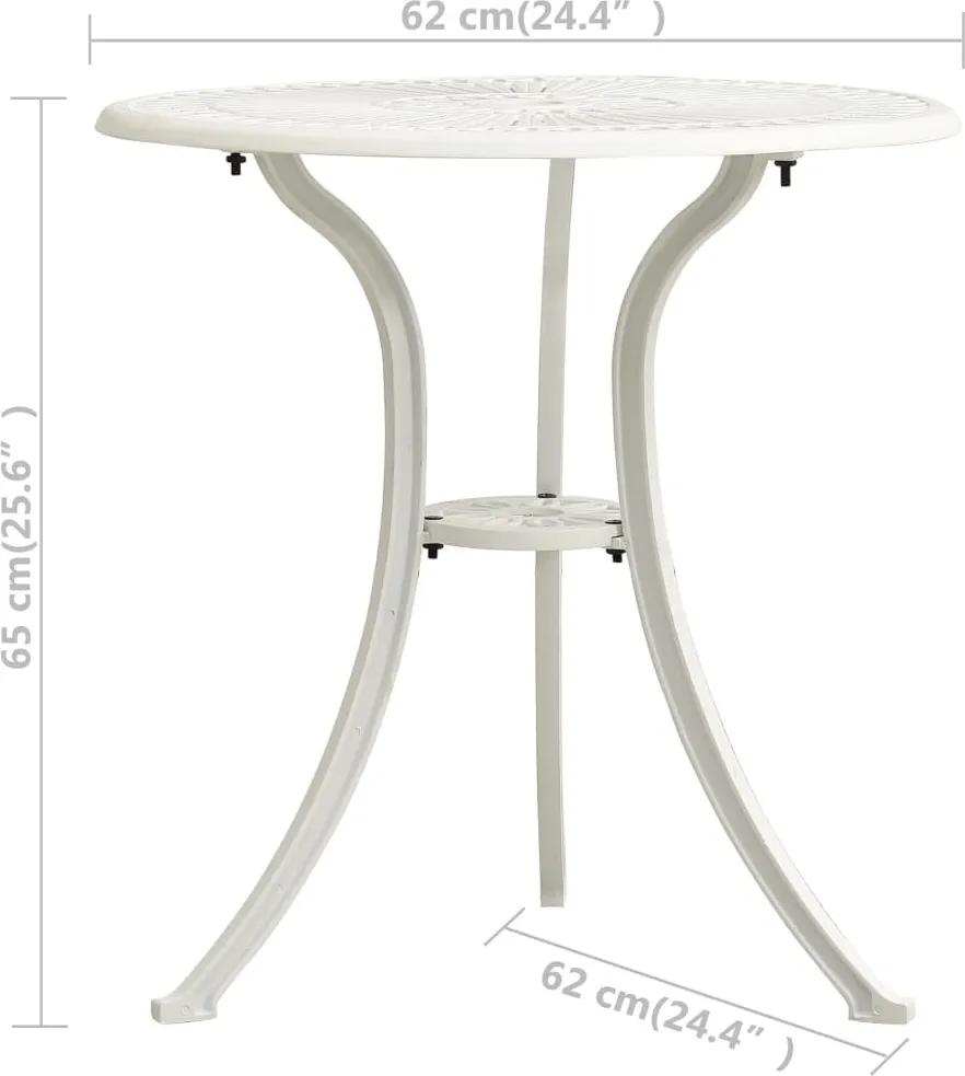 vidaXL Zahradní stůl 62 x 62 x 65 cm litý hliník [315581] Barva: Bílá