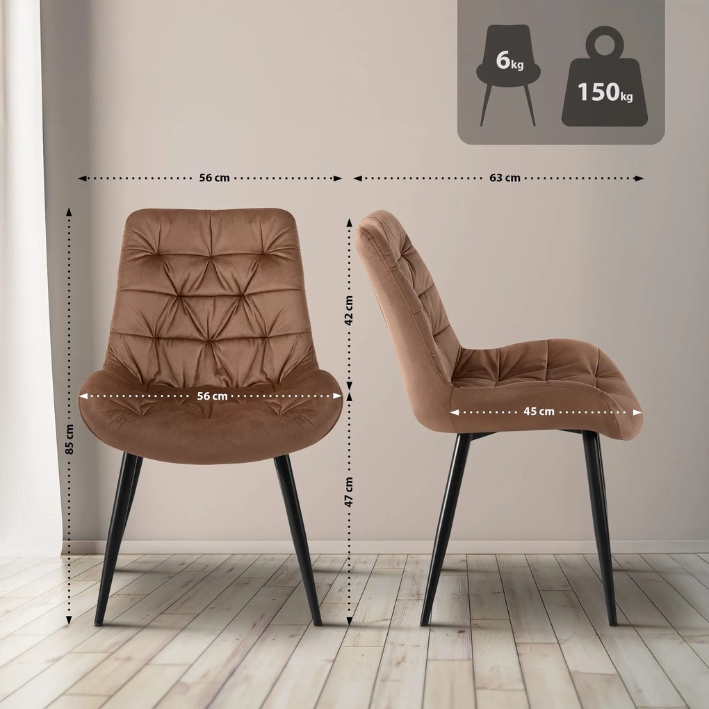 Jídelní židle Rossford samet – hnědá