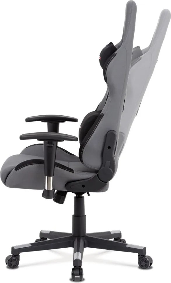 Kancelářská židle houpací mech., plast. kříž, šedá + černá látka – opěrák 90°–180° Šedá