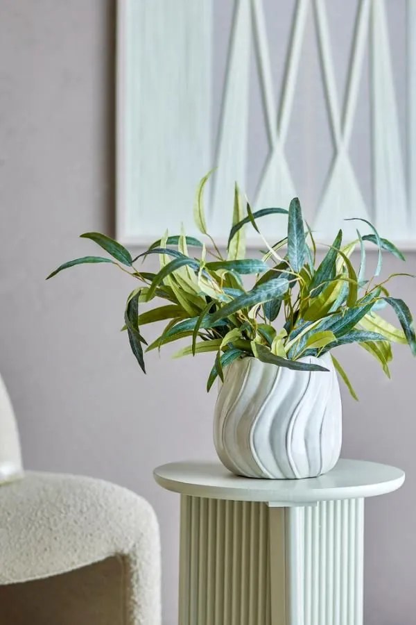 Kameninový květináč Isidora White 20 cm Bloomingville