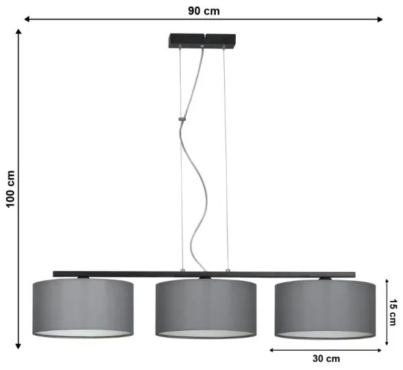 Lustr na lanku ASTRA 3xE27/60W/230V šedá