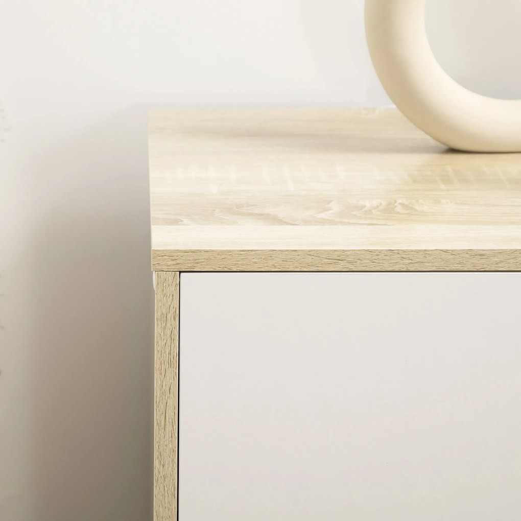 HOMCOM 6 zásuvková komoda v severském stylu s dřevěnými nohami, úložná jednotka pro ložnici a obývací pokoj, 120 x 40 x 76 cm, dřevo a bílá