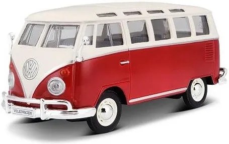 Kovový model maisto volkswagen van samba, bílo/červená