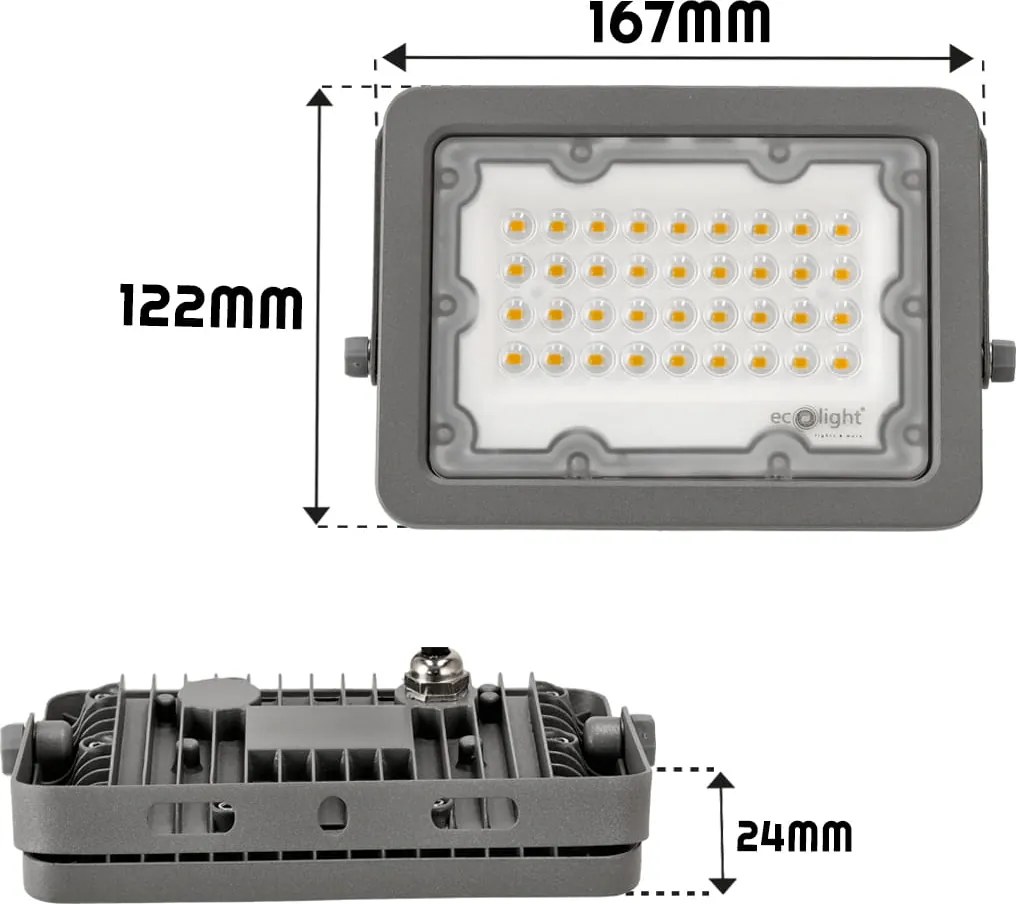 ECOLIGHT LED reflektor 30W 3000lm PREMIUM LINE - studená bílá