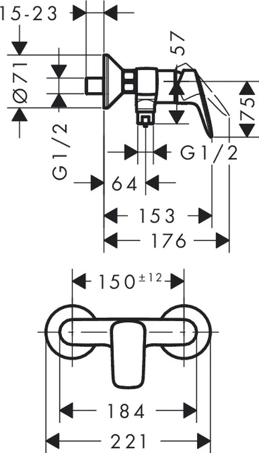 Hansgrohe Logis, páková sprchová baterie, chromová, 71600000