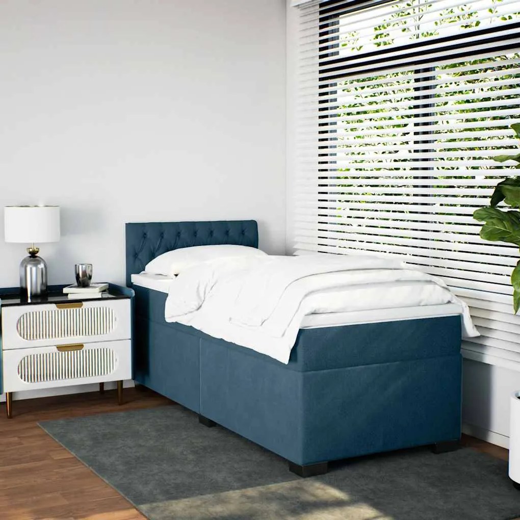 Box spring postel s matrací modrá 80 x 200 cm samet 3288472