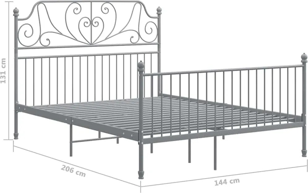 Rám postele bez matrace šedý kovový 140 x 200 cm 324852