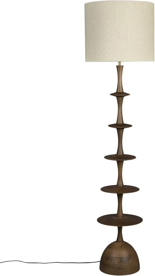 Krémová/v tmavě přírodní barvě stojací lampa s textilním stínidlem (výška 179 cm) Cath – Dutchbone